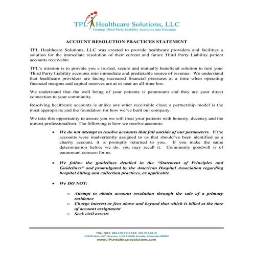 Account Resolution Practices Statement | PDF