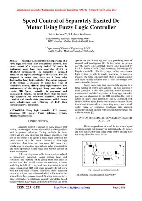 Modeling And Performance Analysis Of An Adaptive Pid Speed Controller