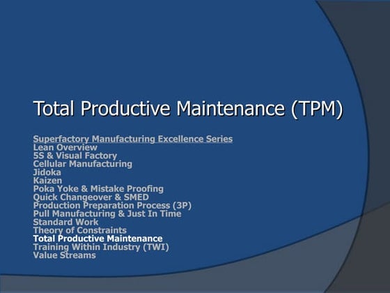 Total Productive Maintenance | TPM Training | PDF