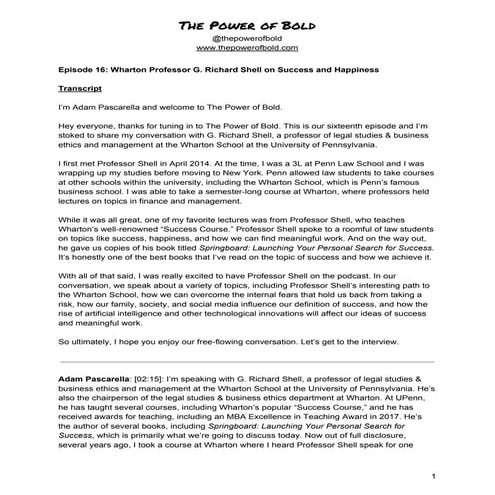 Episode 16: Wharton Professor G. Richard Shell on Success and Happiness ...