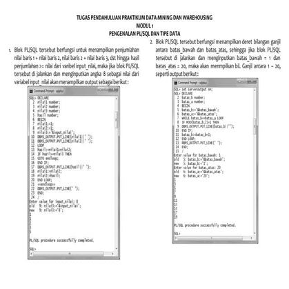 Tugas Pendahuluan Praktikum Data Mining & Warehousing Modul 1 | PPT