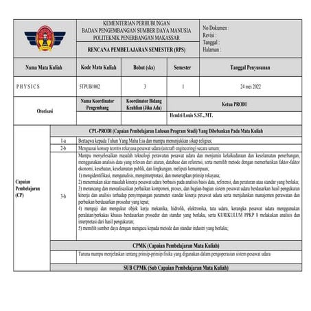 TPPU RPS FISIKA POLTEKBANG 2022 copy.docx | Free Download
