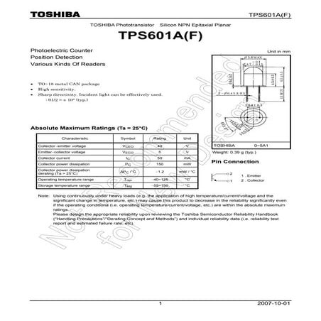 Datasheet of TPS601A(F) in English | PDF
