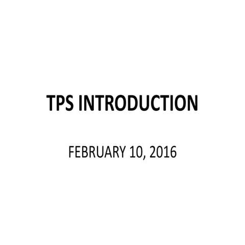 TPS INTRODUCTION | PDF