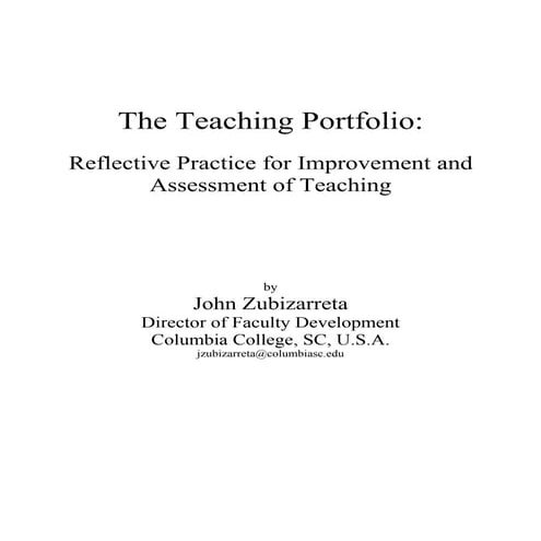 The Teaching Portfolio: Reflective Practice for Improvement and ...