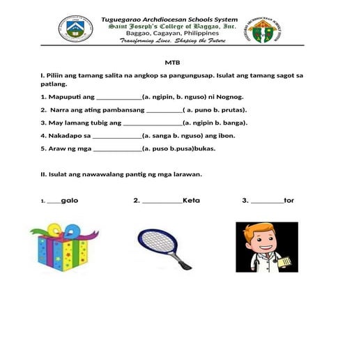 Test Question Third Monthly Test Grade 1docx Docx