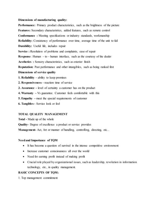 Introduction to total quality management(tqm) | PPT