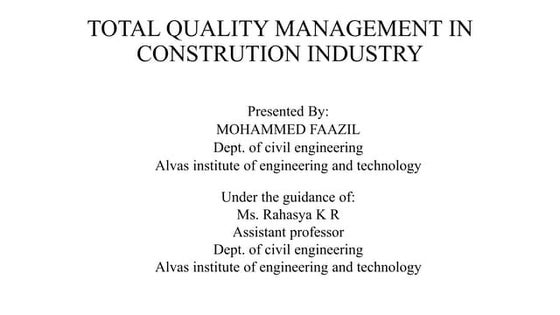 Quality control in construction | PPT