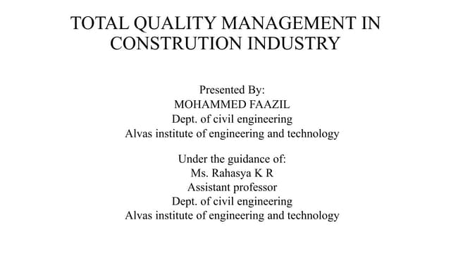 Quality management for civil engineering | PPTX