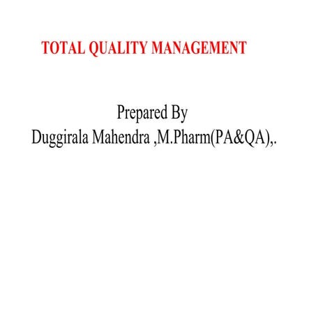 TOTAL QUALITY MANAGEMENT | PDF