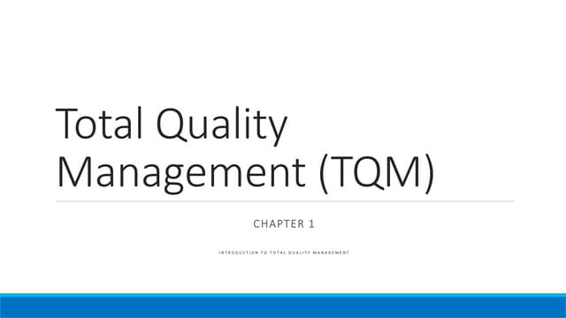 Introduction to tqm | PPT