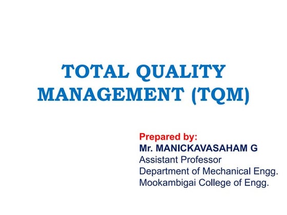 Introduction to total quality management(tqm) | PPT Introduction to total quality management(tqm) | PPT