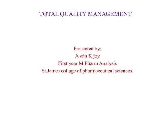 Total Quality Management (TQM) | PPT