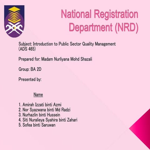 TQM - National Registration Department (NRD) | PPTX
