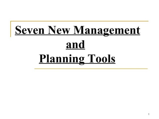 New Management Tools | Total Quality Management | PPT