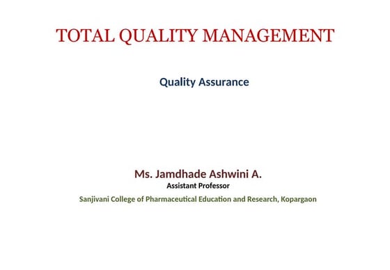 Total Quality Management | PPTX | Business Operations | Business