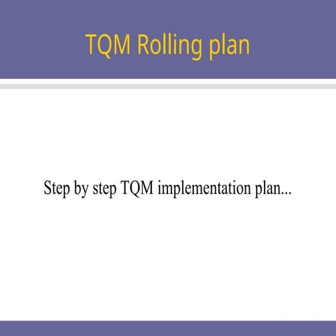TQM rolling plan of plant in organization | PPT