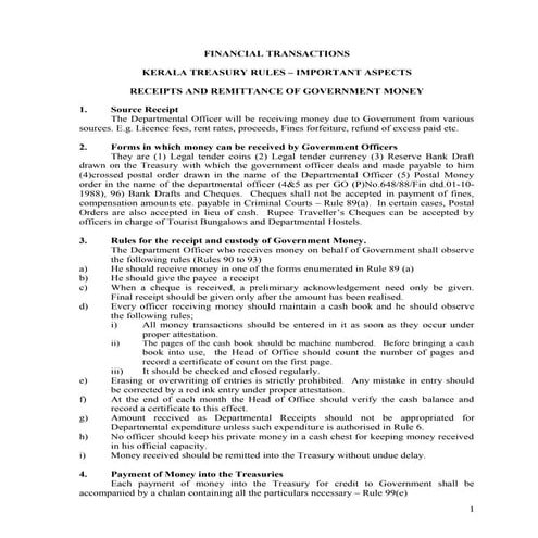 Kerala Treasury code - Note uploaded by T james Joseph Adhikarathil | DOC