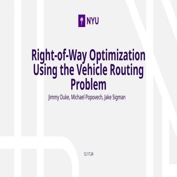 Right-of-Way Optimization Using the Vehicle Routing Problem | PPT