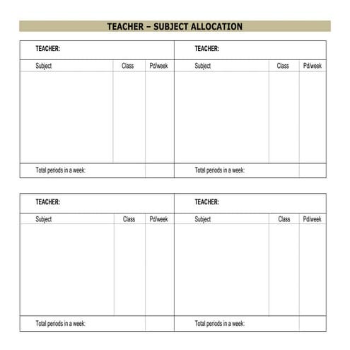 Teacher-Subject Table | PDF | Homework and Study | Education