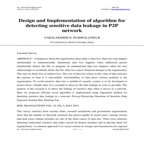 Design And Implementation Of Algorithm For Detecting Sensitive Data 5293