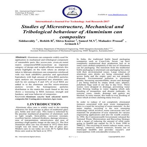 Studies of Microstructure, Mechanical and Tribological behaviour of ...
