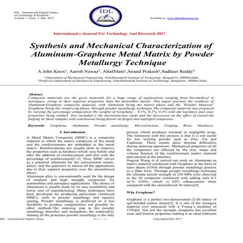Synthesis and Mechanical Characterization of Aluminum-Graphene Metal ...