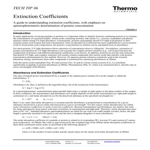 Tr0006 Extinction Coefficients Pdf Chemistry Science
