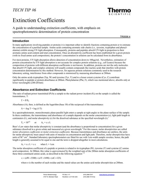 Tr0006 Extinction Coefficients Pdf Chemistry Science