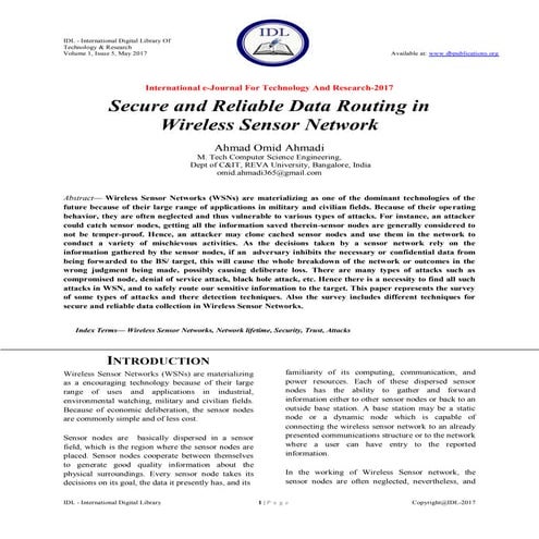 Secure And Reliable Data Routing In Wireless Sensor Network Pdf 1078