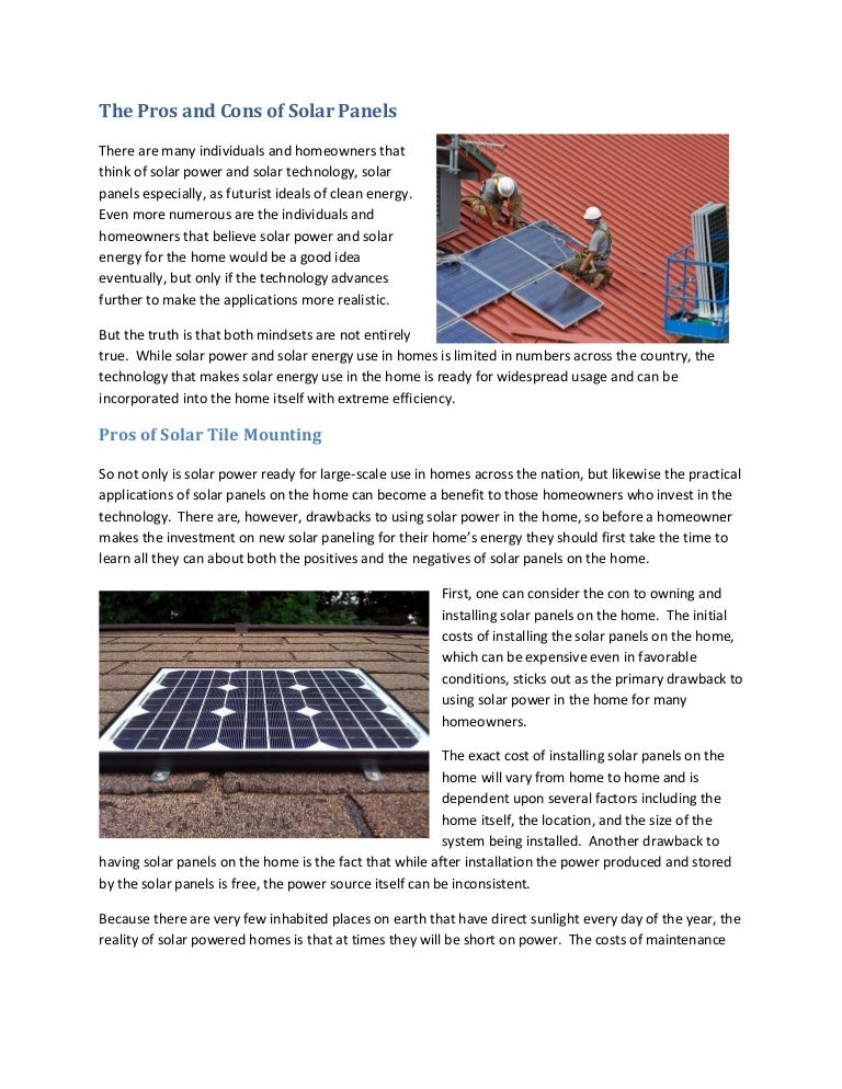 The Pros And Cons Of Solar Panels the-pros-and-cons-of-solar-panels