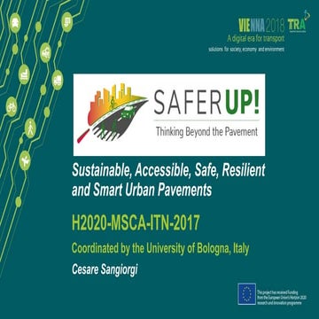 SAFERUP Project presentation at TRA2018 EC Stand by Cesare Sangiorgi | PDF