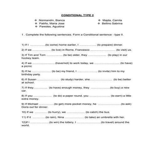 Trabajo práctico grupo 3 conditional type 2 | PDF