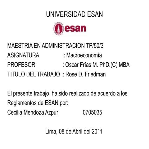 Trabajo rose friedman 2da version. | PPTX