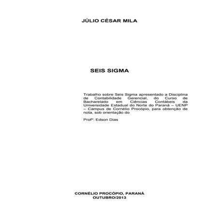 Trabalho 6 sigma | DOCX