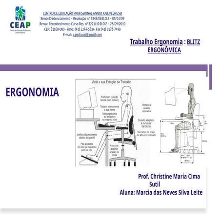 Trabalho sobre Ergonomia no Ambiente de trabalho | PPT