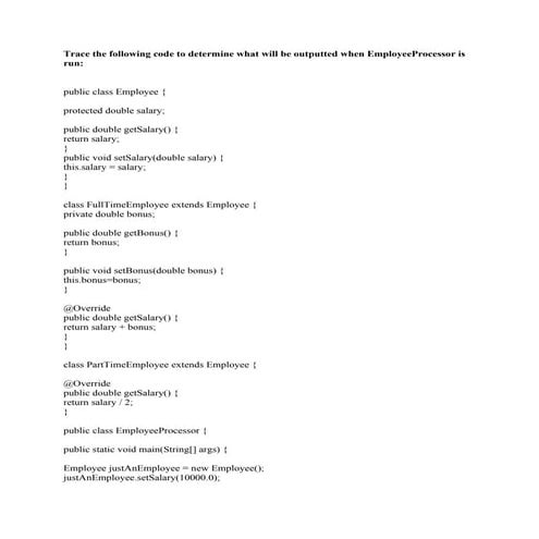 Trace the following code to determine what will be outputted when Empl.pdf