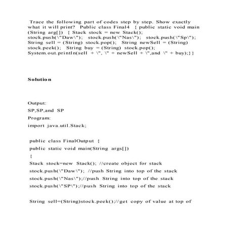 Trace the following part of codes step by step. Show exactly what it .docx