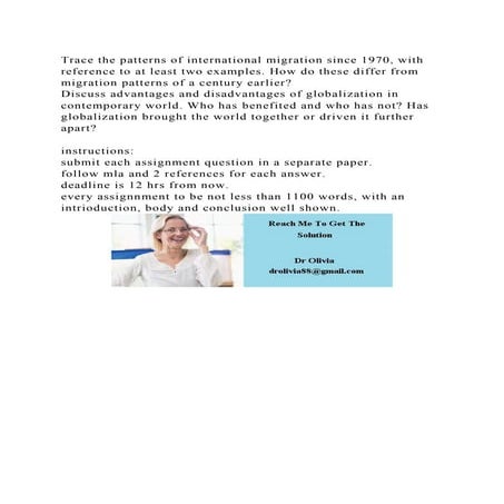 Trace the patterns of international migration since 1970, with refer.docx