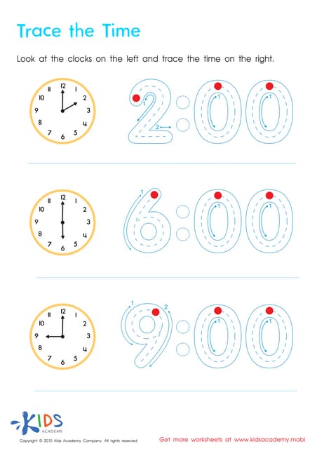 Tick Tock Match the time - Kindergarten Math Worksheets | PDF