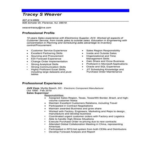 Tracey S Weaver Resume | DOC