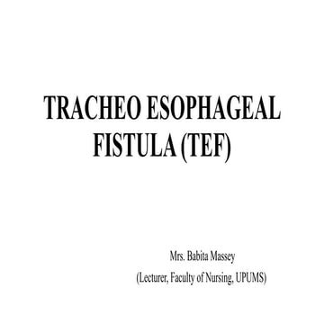 Tracheoesophageal Fistula (TEF) – A Congenital Malformation of the ...
