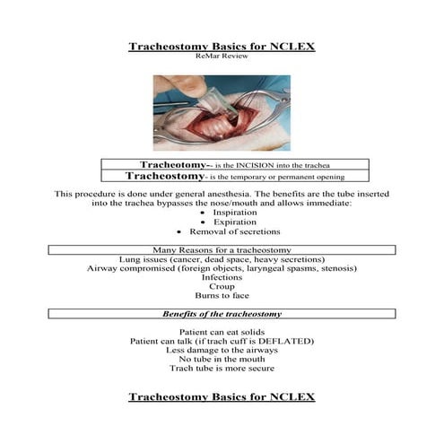 Tracheostomy basics-for-nclex | PDF