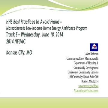Track e 2014 neuac - hhs best practices to avoid fraud, ma department ...