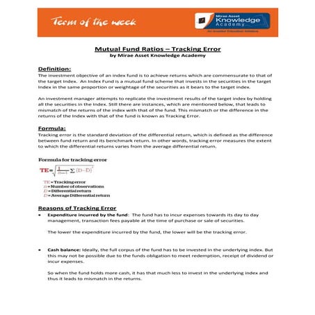 Understanding the Term "Tracking Error" and its Significance | PDF