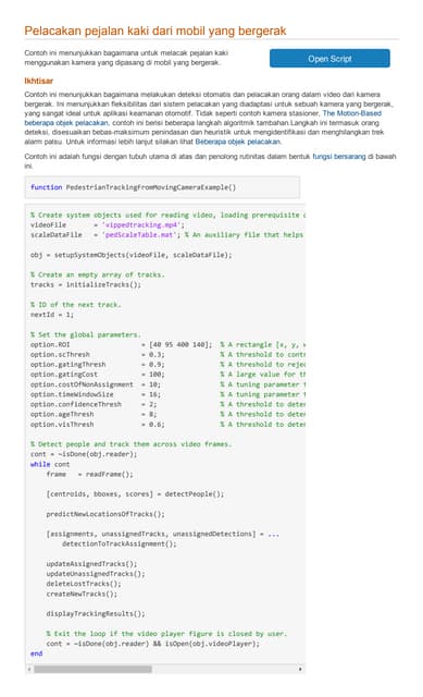 Tracking pedestrians from a moving car matlab & simulink example hg | PDF