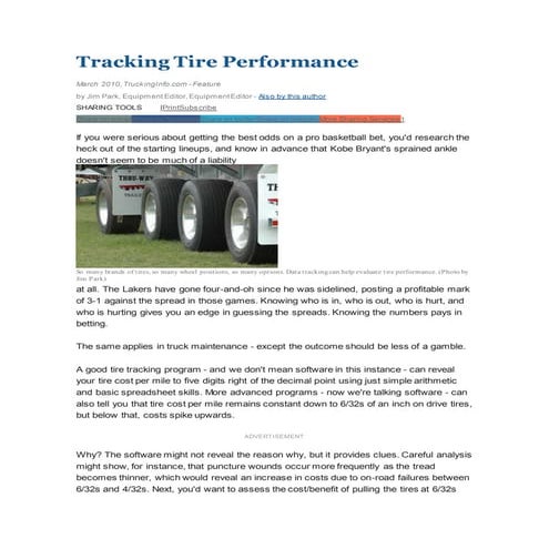 Tracking tire performance | DOCX