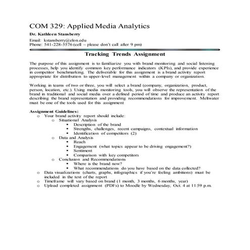 Tracking Trends Assignment and Grading Rubric | DOCX
