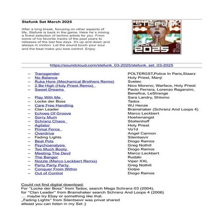 Stefunk Tracklist of Hardtechno Mixset 03.2025