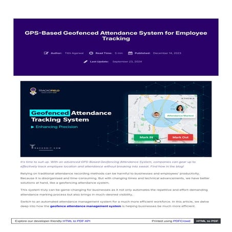 GPS-Based Geofenced Attendance System for Employee Tracking | PDF
